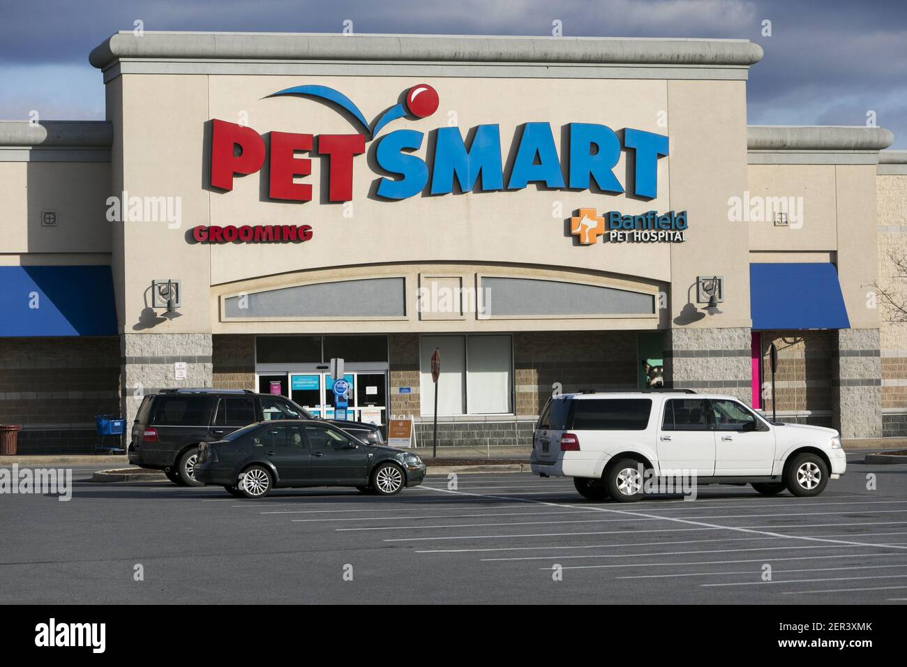 A PetSmart logo seen on a retail store front in Hagerstown, Maryland on ...