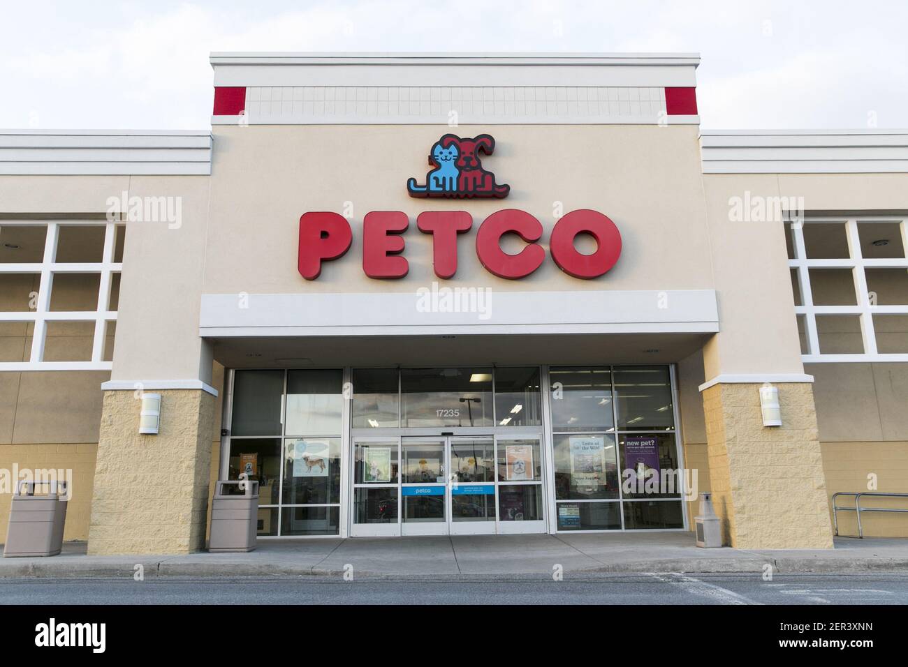 A Petco logo seen on a retail store front in Hagerstown, Maryland on ...