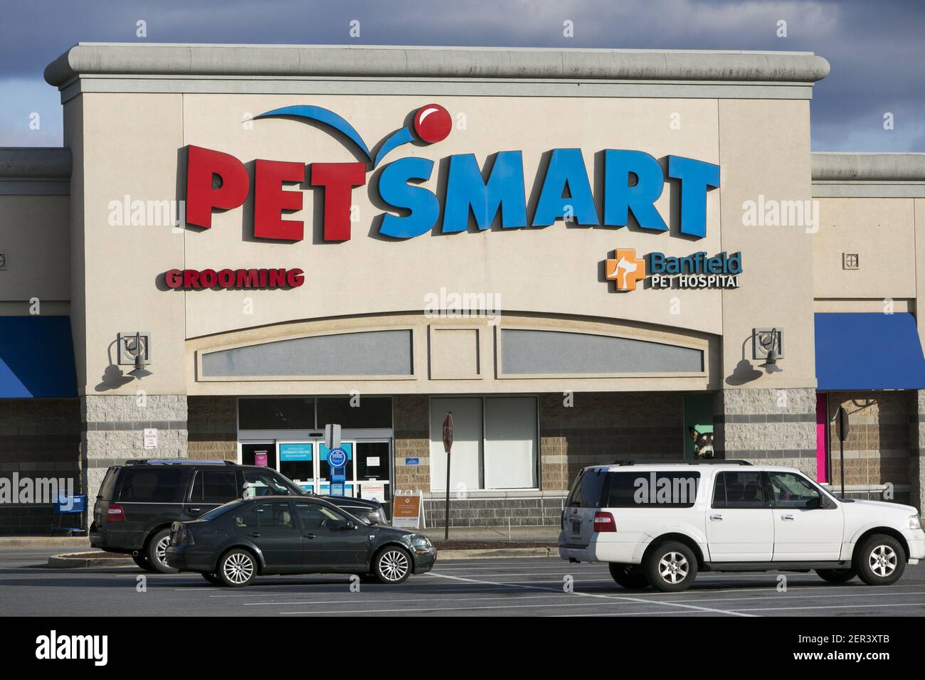 A PetSmart logo seen on a retail store front in Hagerstown, Maryland on ...