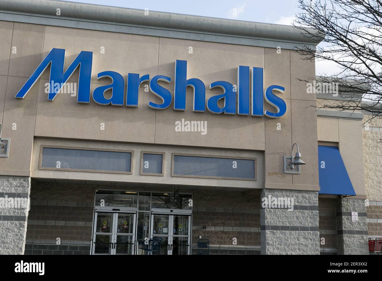 A Marshalls logo seen on a retail store front in Hagerstown, Maryland ...