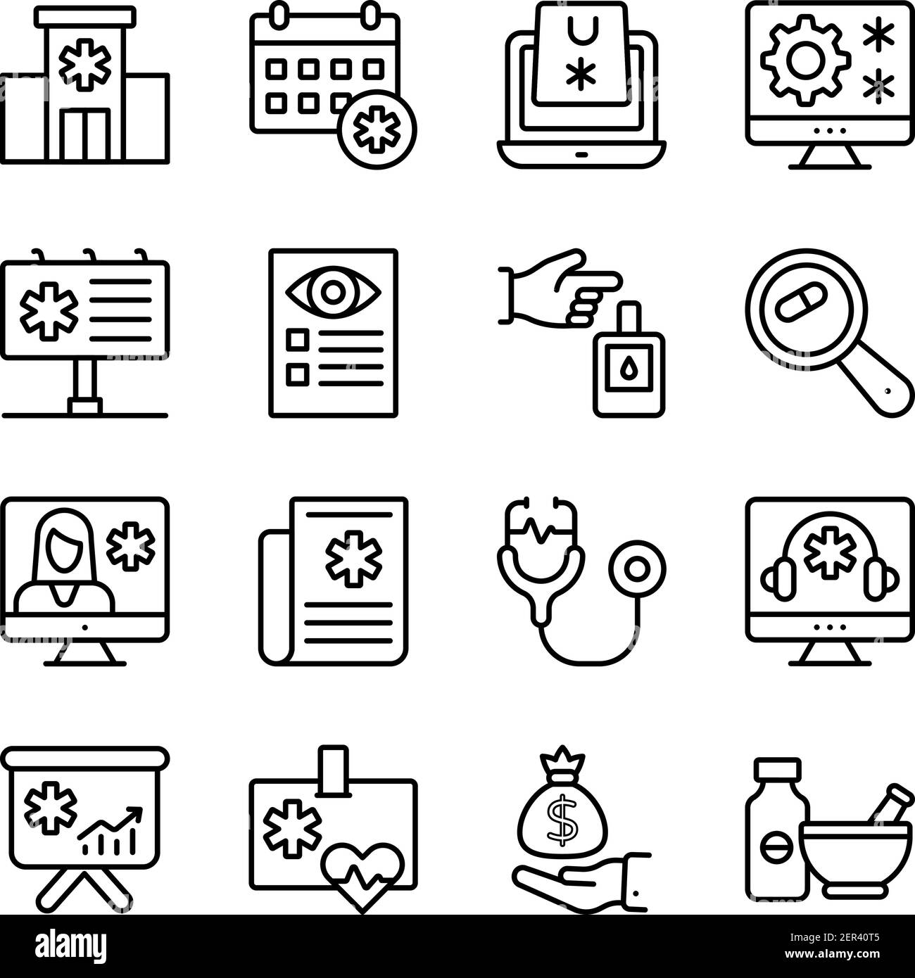 Health support linear icons Cut Out Stock Images & Pictures - Alamy