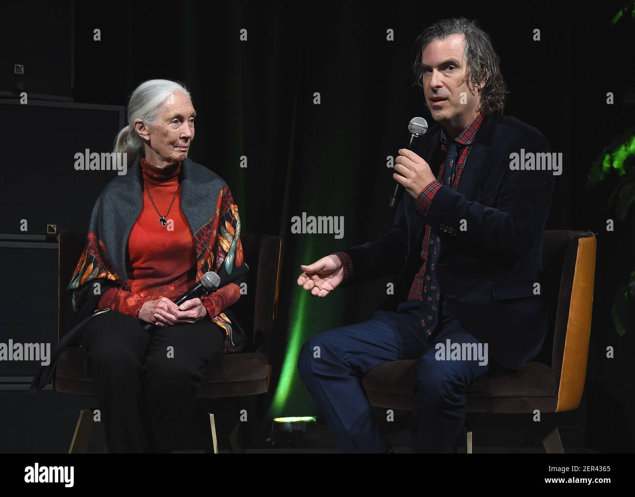 HOLLYWOOD, CA - APRIL 7: Jane Goodall and director Brett Morgen at the ...