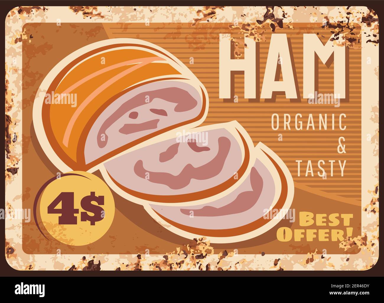 Old signage of an old ham shop Stock Vector Images - Alamy