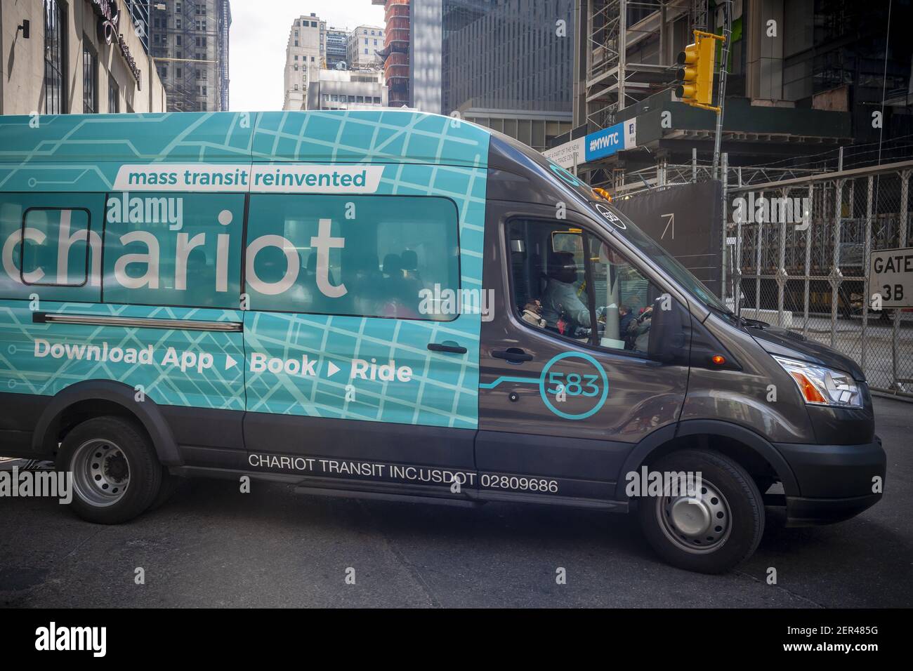 A Chariot ride-sharing service van in Lower Manhattan in New York on ...