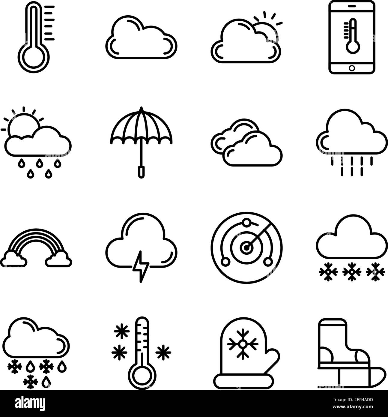 Weather forecast linear icons Black and White Stock Photos & Images - Alamy