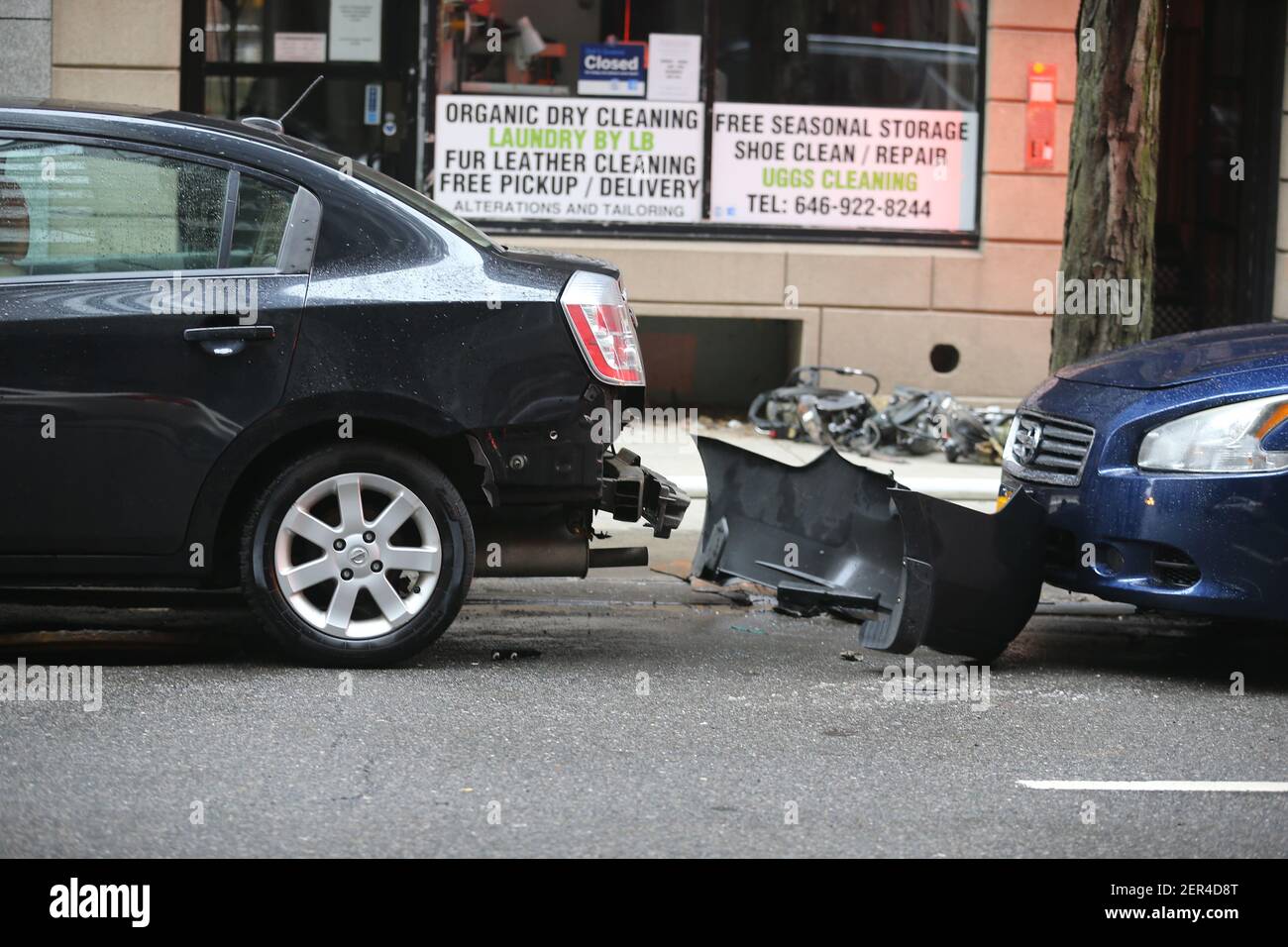 New York City, USA. 28 Feb., 2021. The damage caused to the street and ...