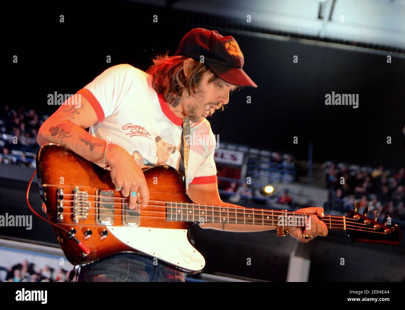 April 6, 2018: Bassist Cameron Duddy of the band Midland performs at ...