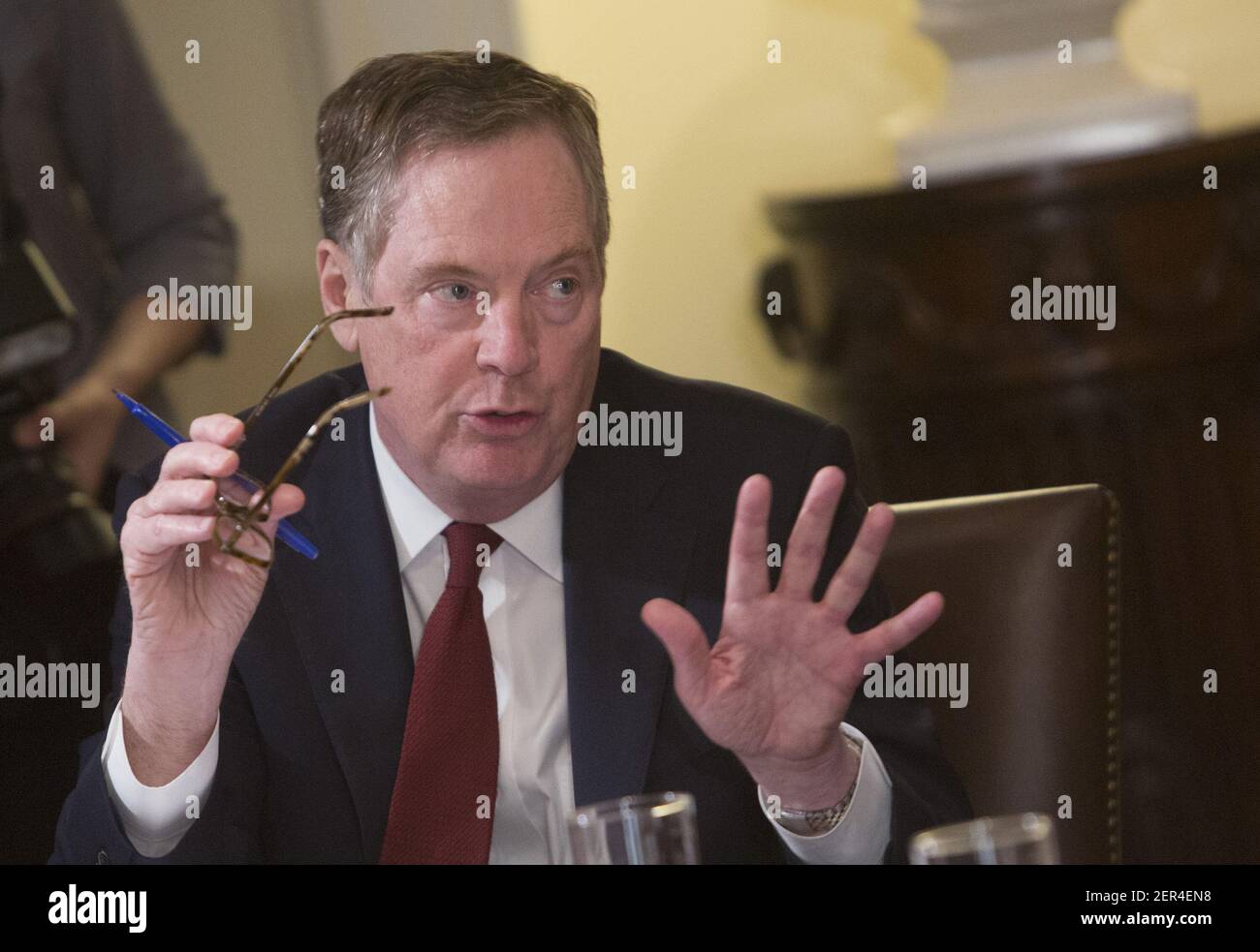 U.S. Trade Representative Robert Lighthizer speaks during a meeting on ...