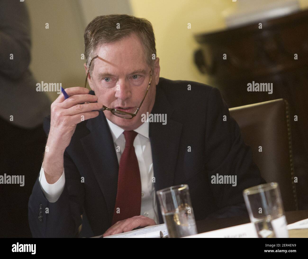 U.S. Trade Representative Robert Lighthizer speaks during a meeting on ...