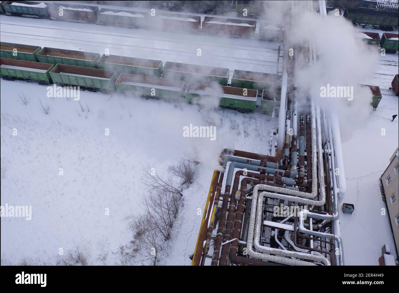 Damaged pipes at the factory, some of the harmful gases come out Stock ...