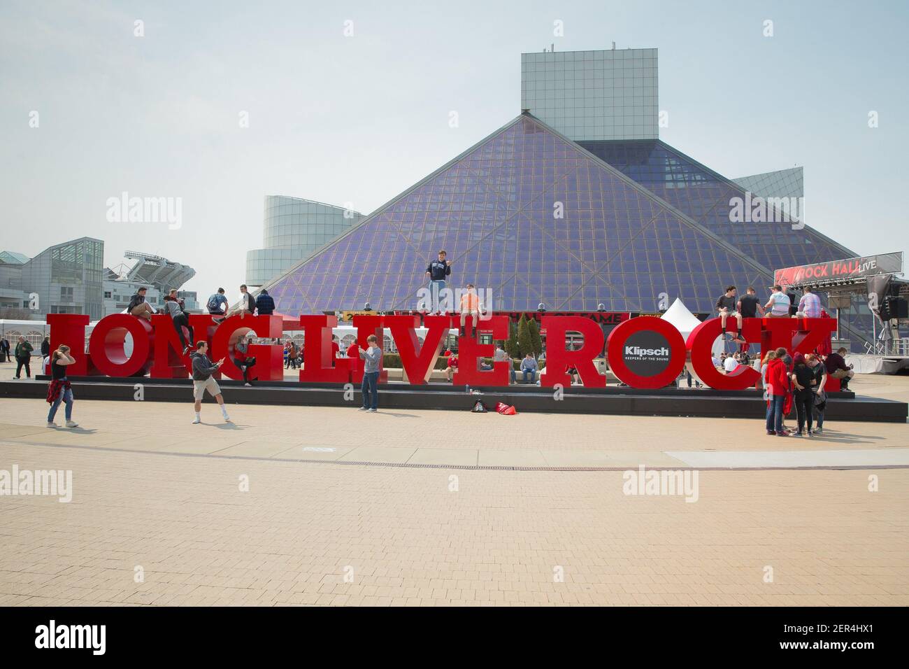 Long Live Rock sign outside the Rock and Roll Hall of Fame in Cleveland ...