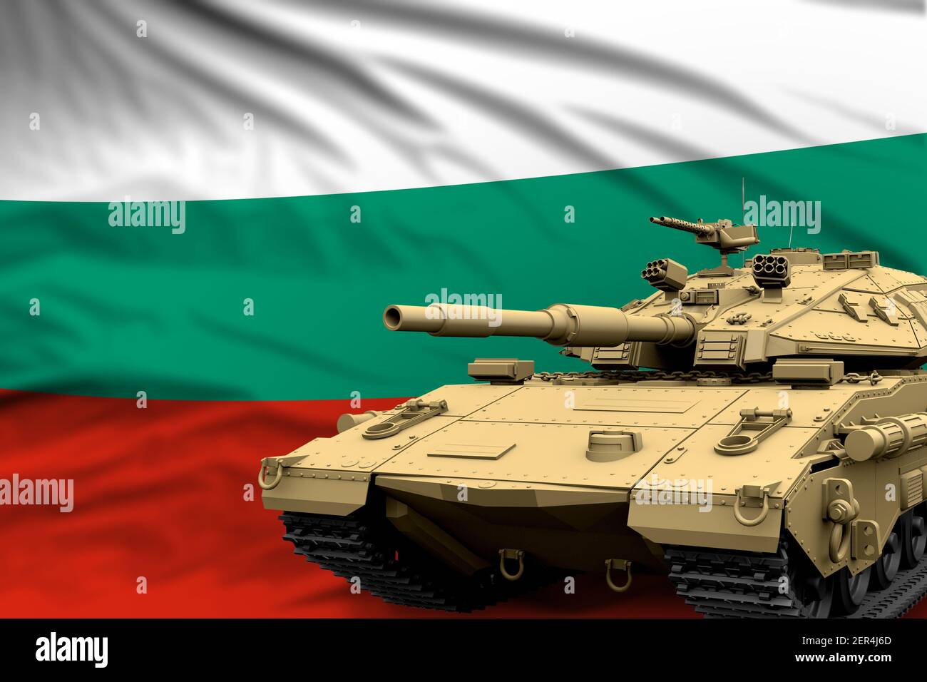 Heavy tank with fictional design on Bulgaria flag background - modern ...