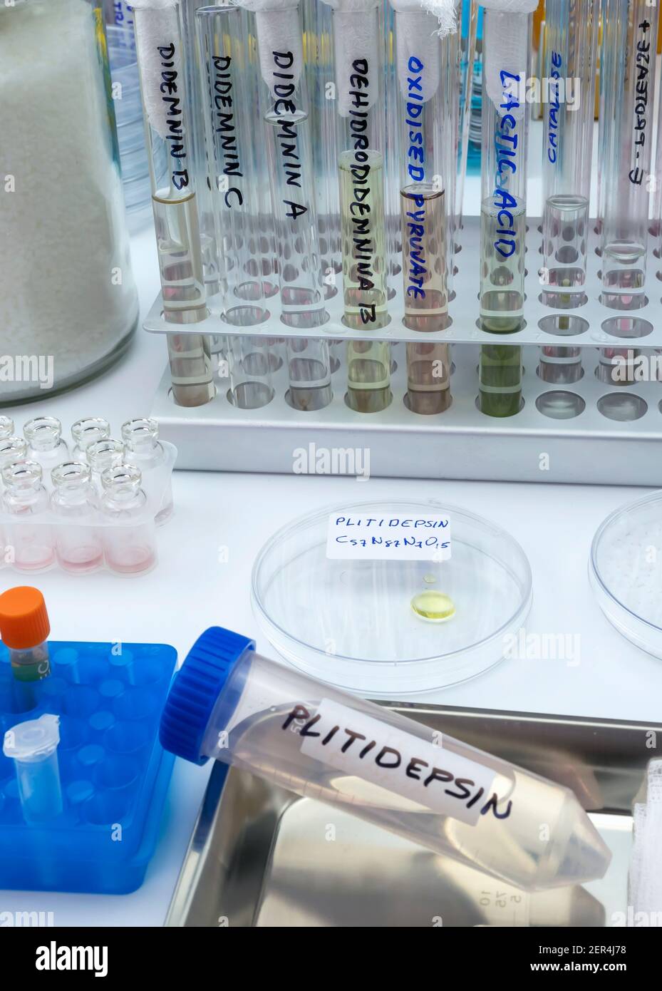 vial with antiviral chemical compound plitidepsin, This formulation has ...