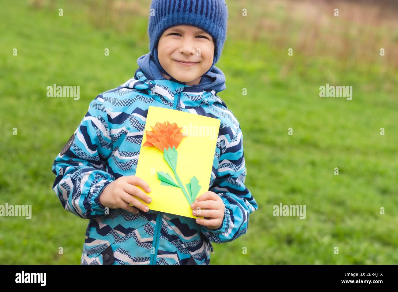 Greating card for the May 9 Victory Day . Children's creativity. Boy ...