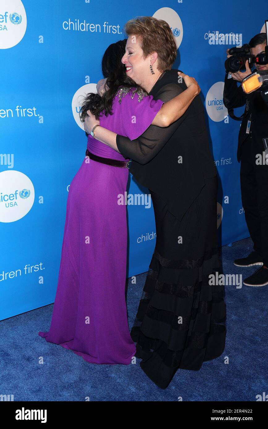 Salma Hayek Pinault (L) and UNICEF USA CEO & President Caryl M. Stern ...
