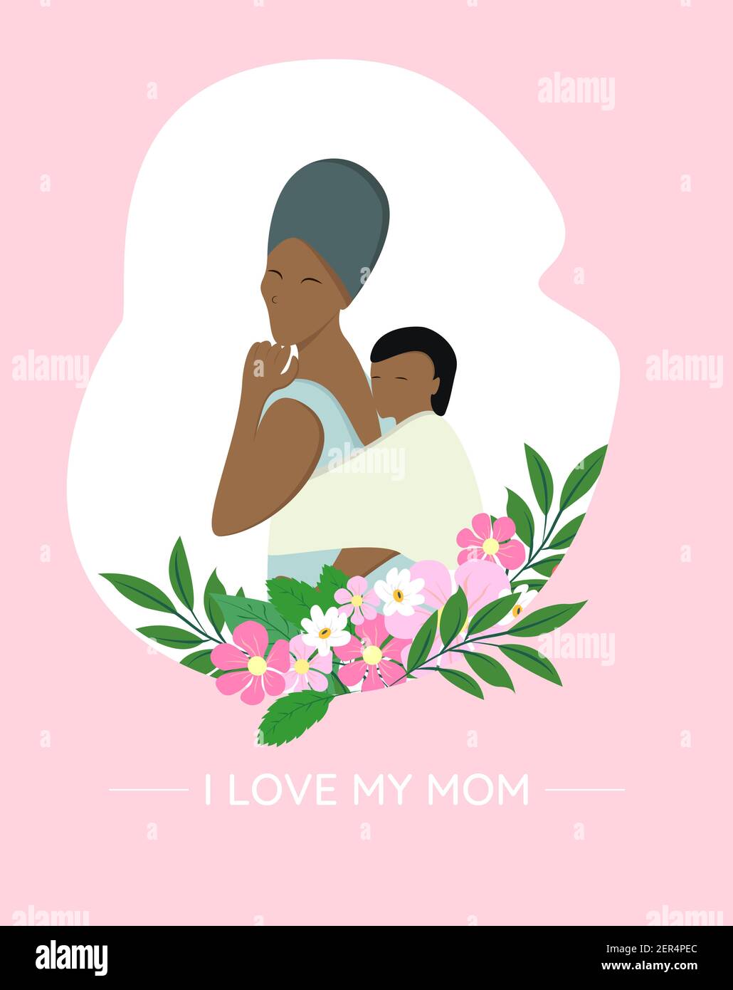African woman carrying her son on back. Happy mothers day vector ...