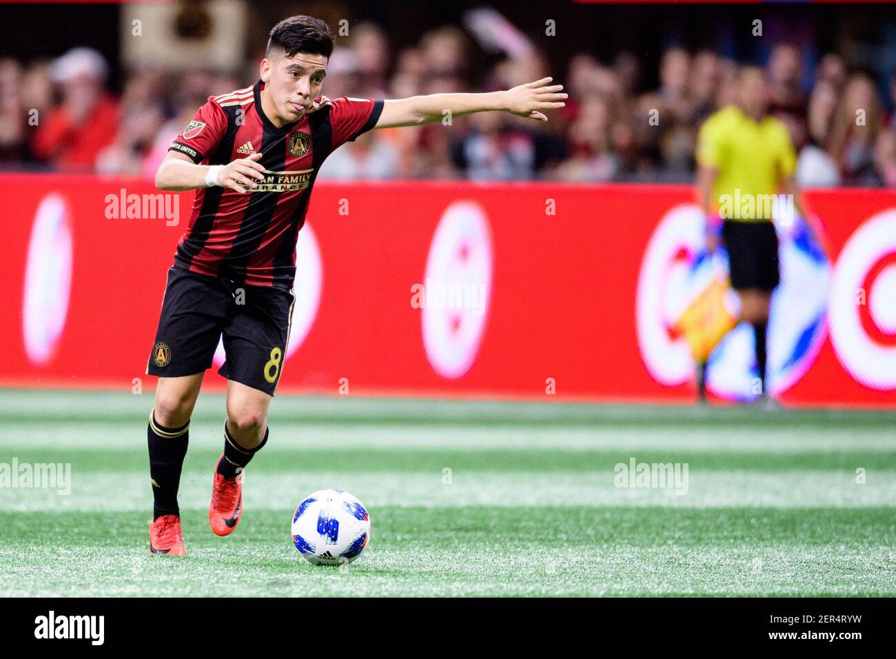 Atlanta United midfielder Ezequiel Barco (8) during the MLS soccer game ...