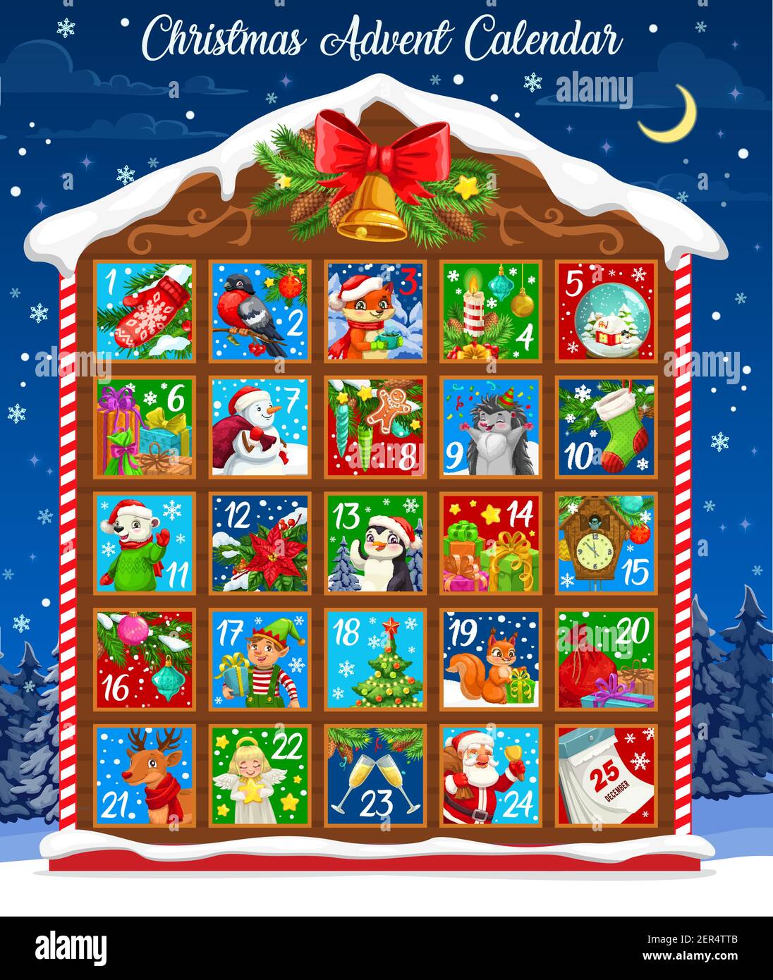 Wooden advent calendar Stock Vector Images - Alamy
