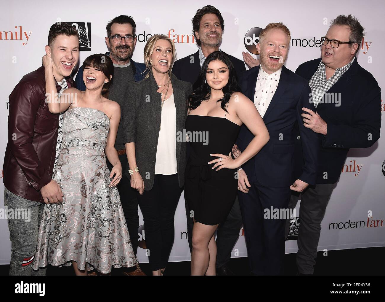 HOLLYWOOD, CA - APRIL 16: Nolan Gould, Sarah Hyland, Ty Burrell, Julie ...