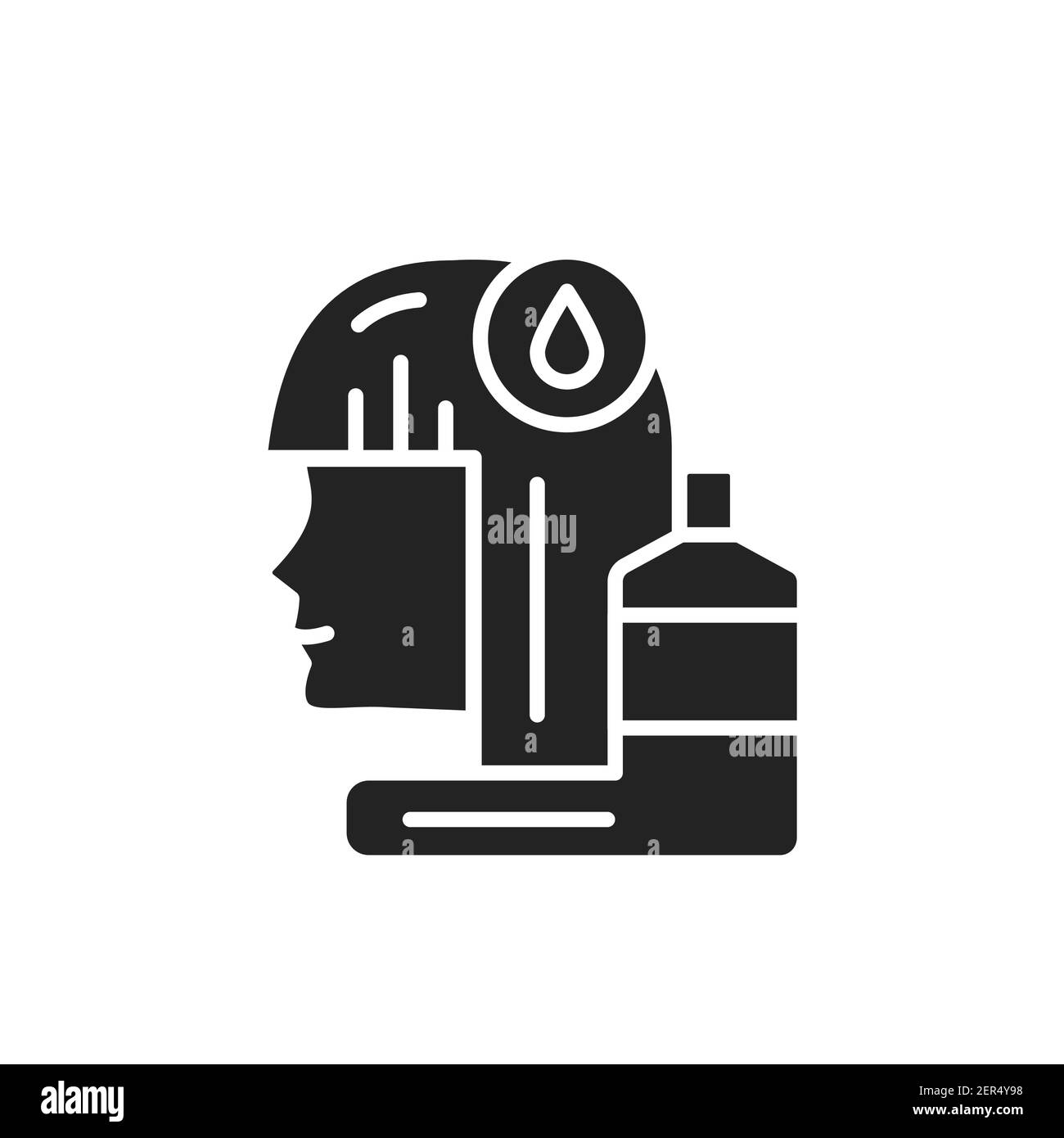 Washing head black glyph icon. Hairdresser service. Vector illustration ...