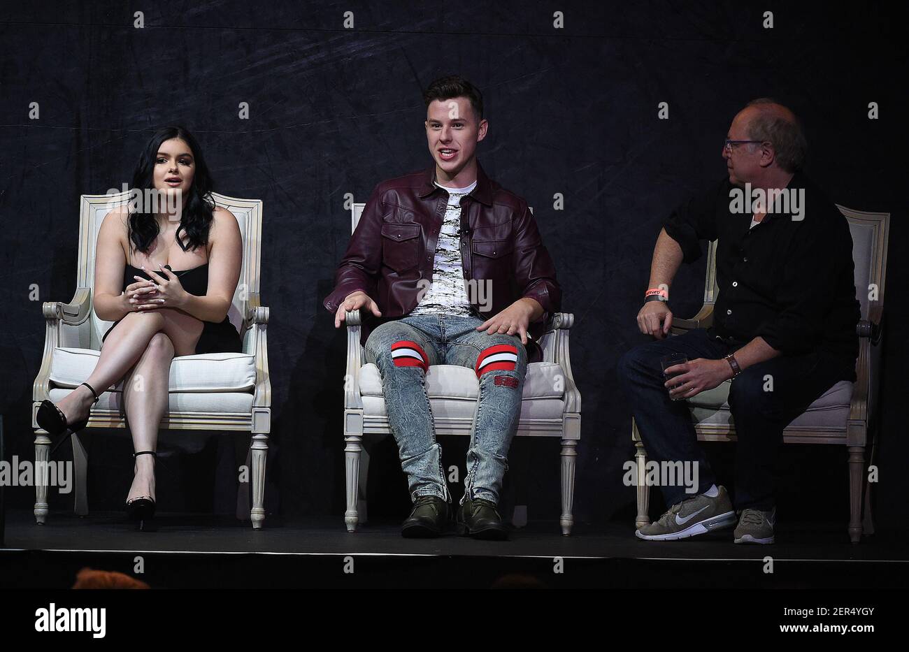 HOLLYWOOD, CA - APRIL 16: Ariel Winter, Nolan Gould and writer Danny ...