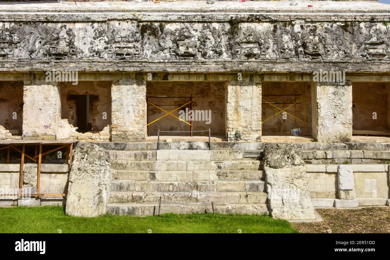 The palace at Palenque, a Maya city state in southern Mexico and a ...