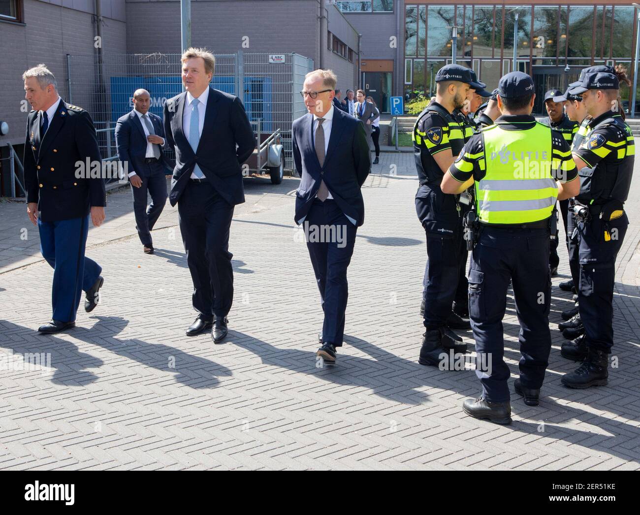 King Willem Alexander visits the Police Academy in Apeldoorn, the ...