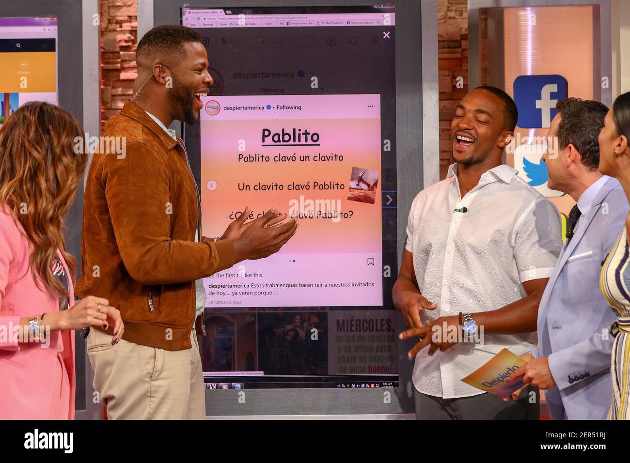 MIAMI, FL-APRIL 18: Winton Duke and Anthony Mackie are seen during ...
