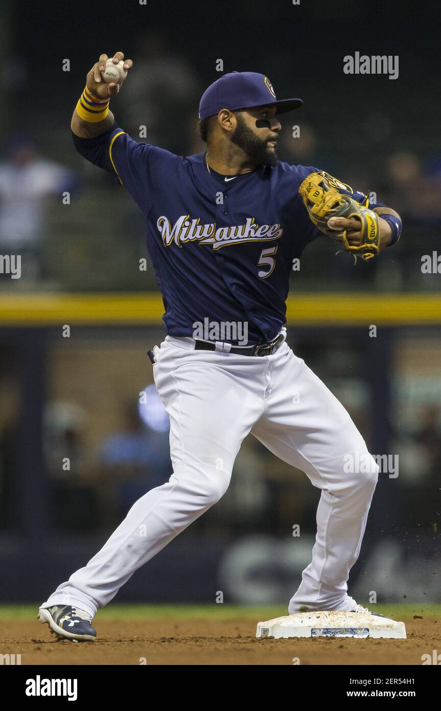 April 18, 2018: Milwaukee Brewers second baseman Jonathan Villar #5 ...