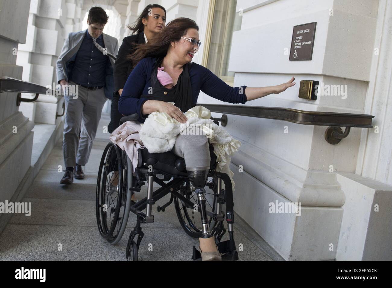 UNITED STATES - APRIL 19: Sen. Tammy Duckworth, D-Ill., brings her baby ...
