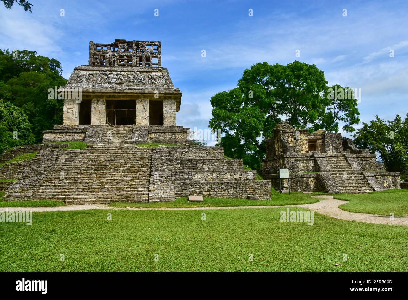 Temple of the Sun and Temple XIV at Palenque, a Maya city state in ...