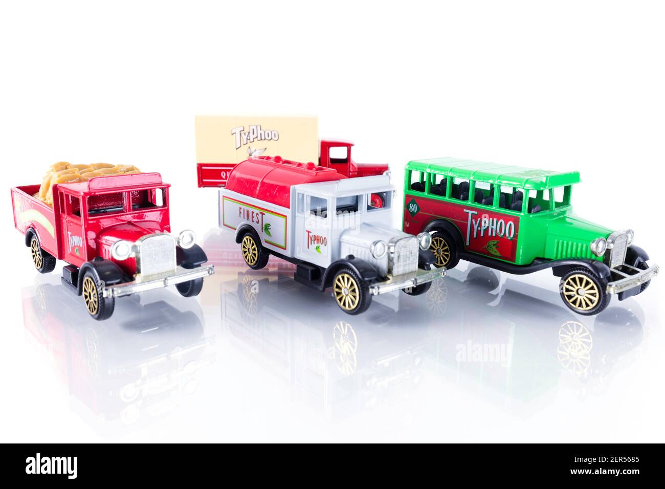 Diecast models of vintages vehicles advertising Ty-Phoo tea, worn and ...