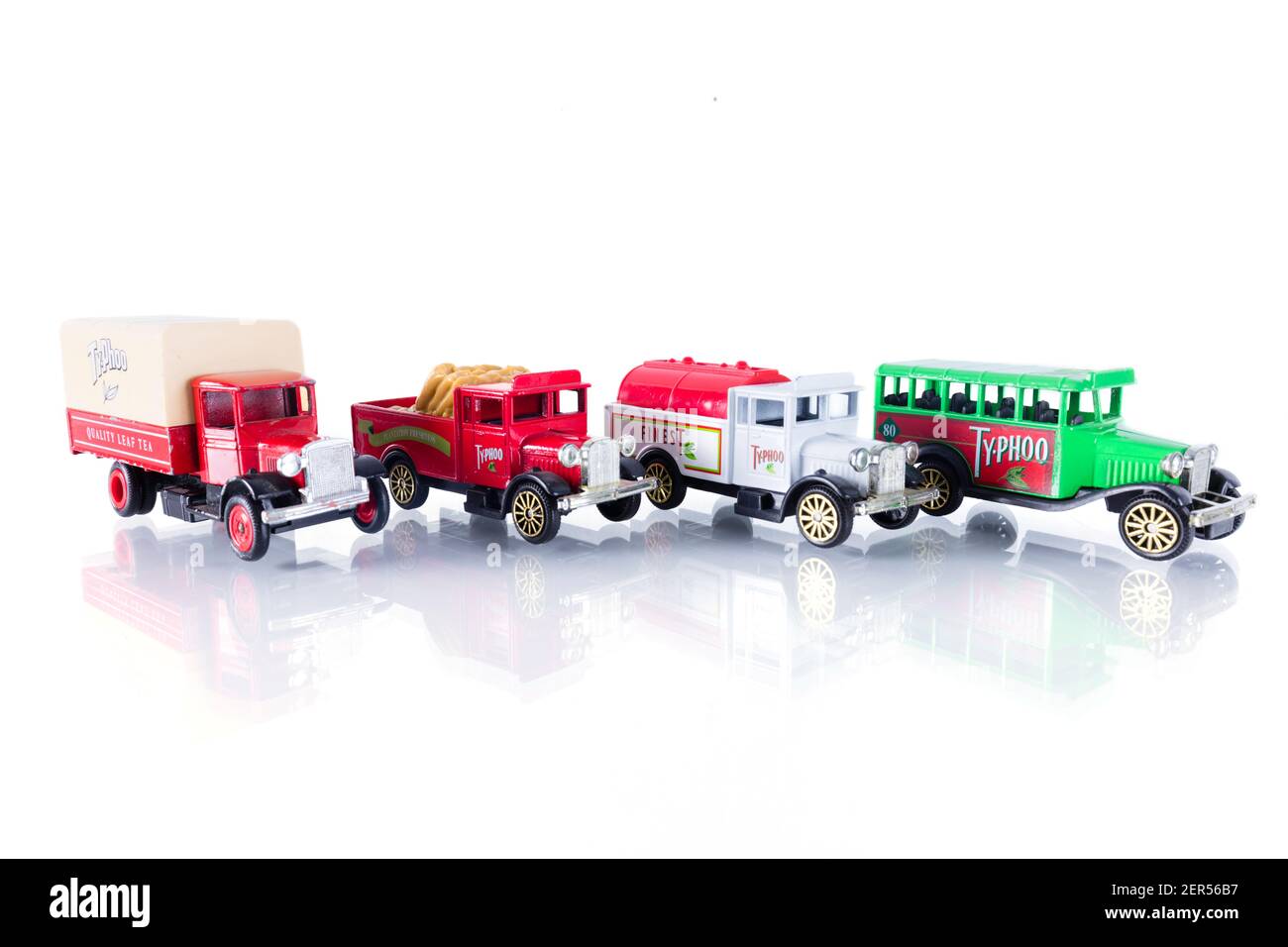 Diecast models of vintages vehicles advertising Ty-Phoo tea, worn and ...