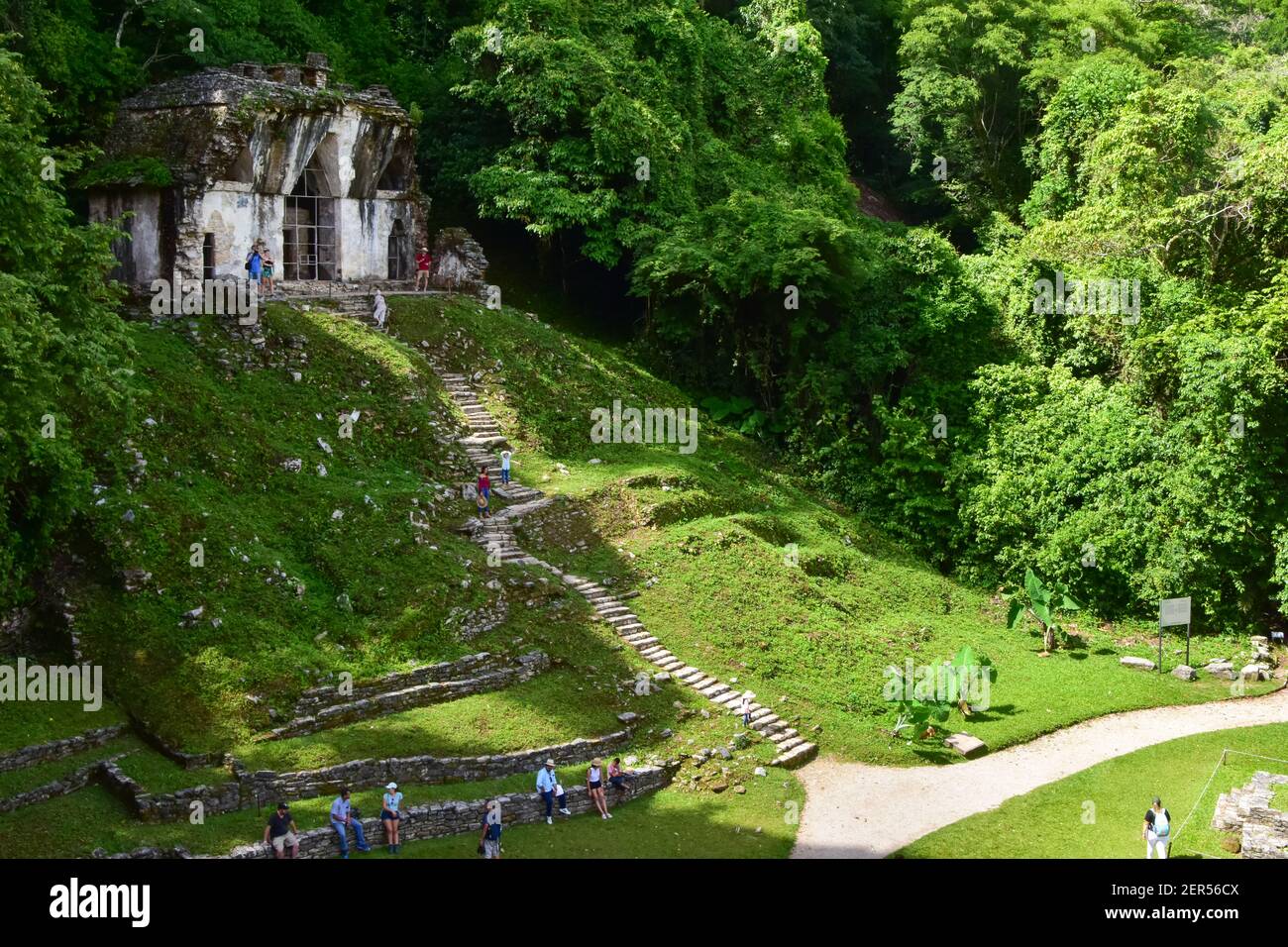 Temple of the Foliated Cross at Palenque, a Maya city state in southern ...