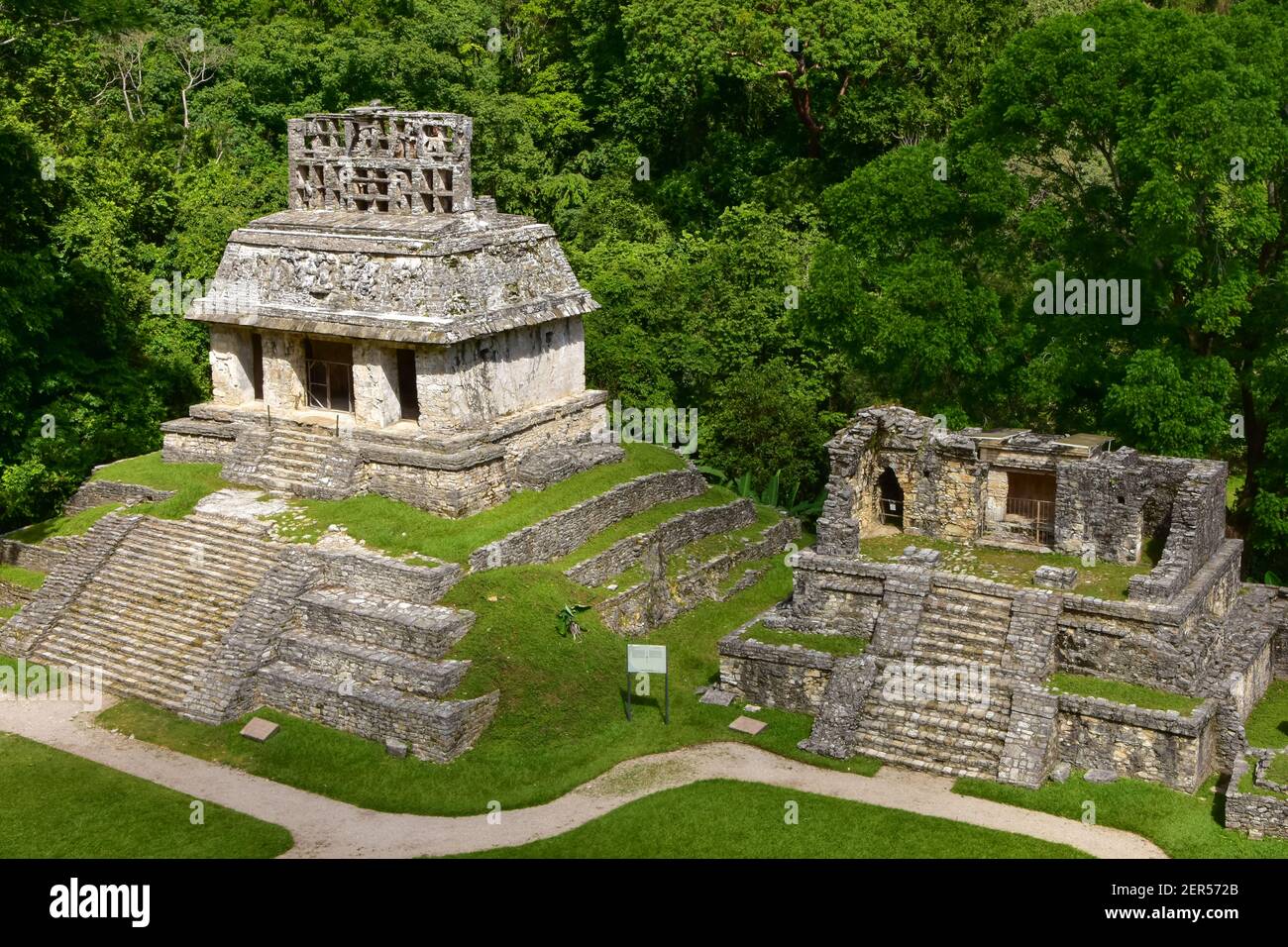 Temple of the Sun and Temple XIV at Palenque, a Maya city state in ...