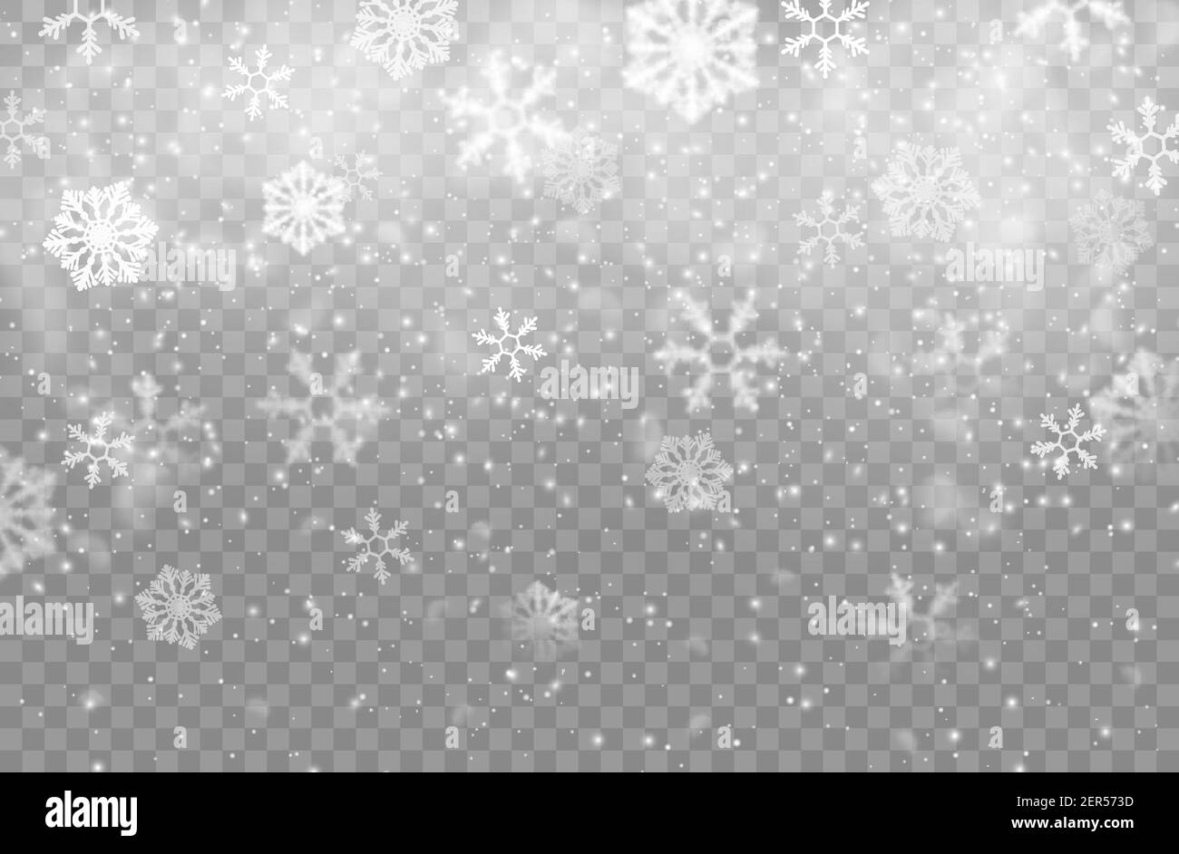 Realistic snow flakes background, isolated vector Christmas backdrop ...