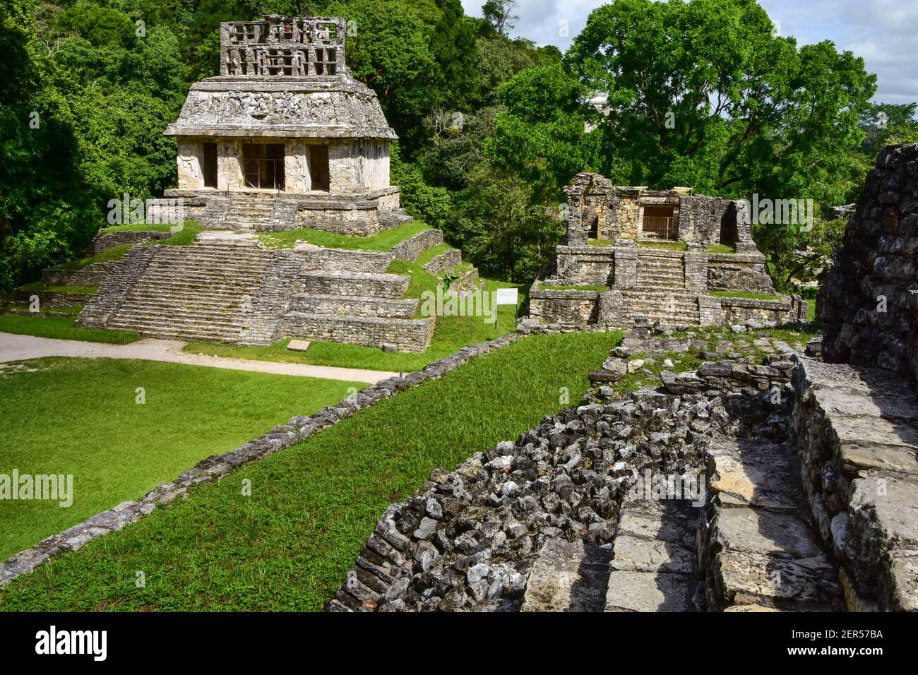 Temple of the Cross Complex at Palenque, a Maya city state in southern ...