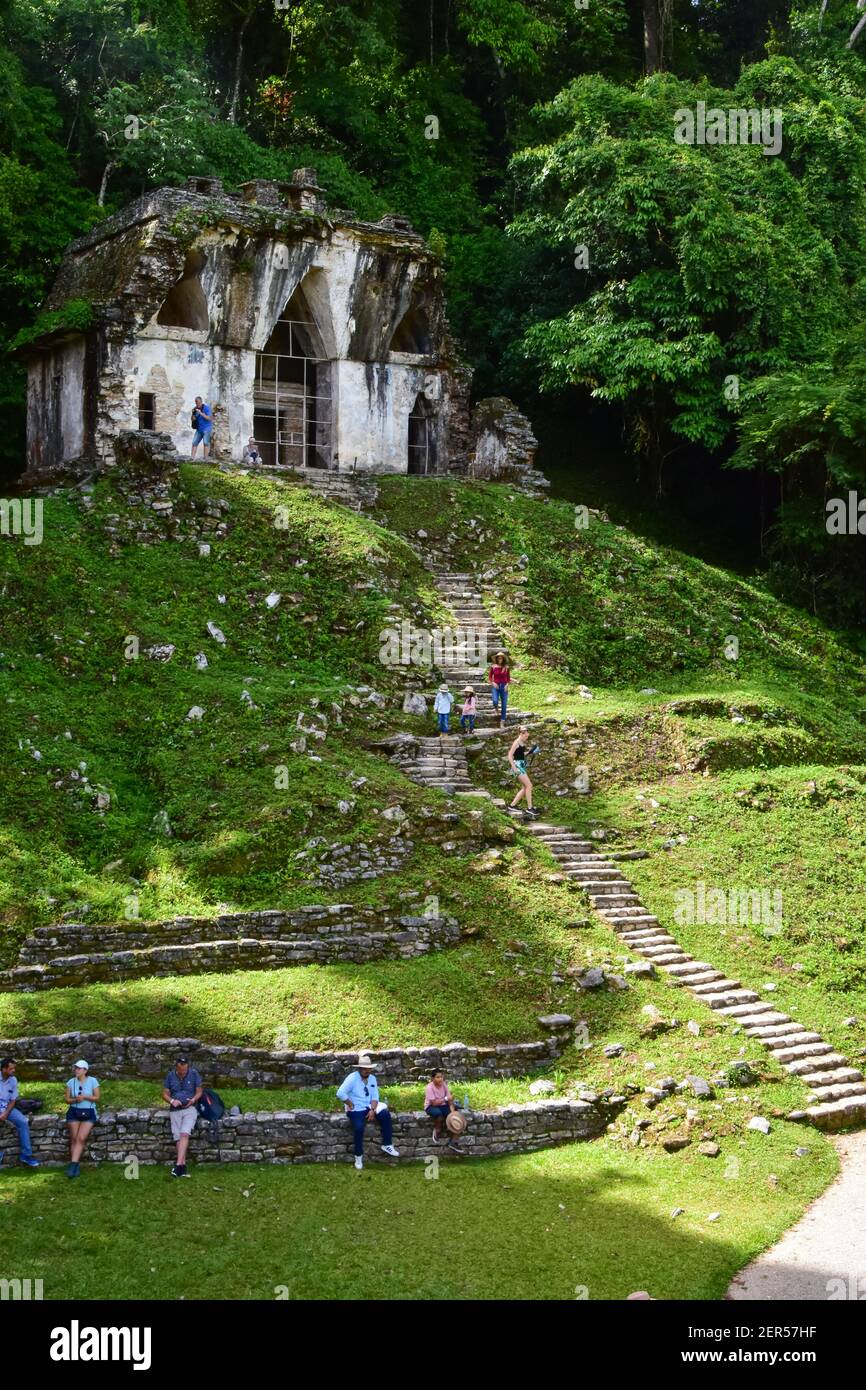 Temple of the Foliated Cross at Palenque, a Maya city state in southern ...