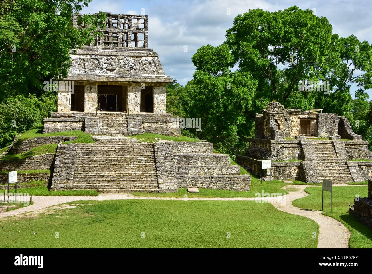Temple of the Sun and Temple XIV at Palenque, a Maya city state in ...