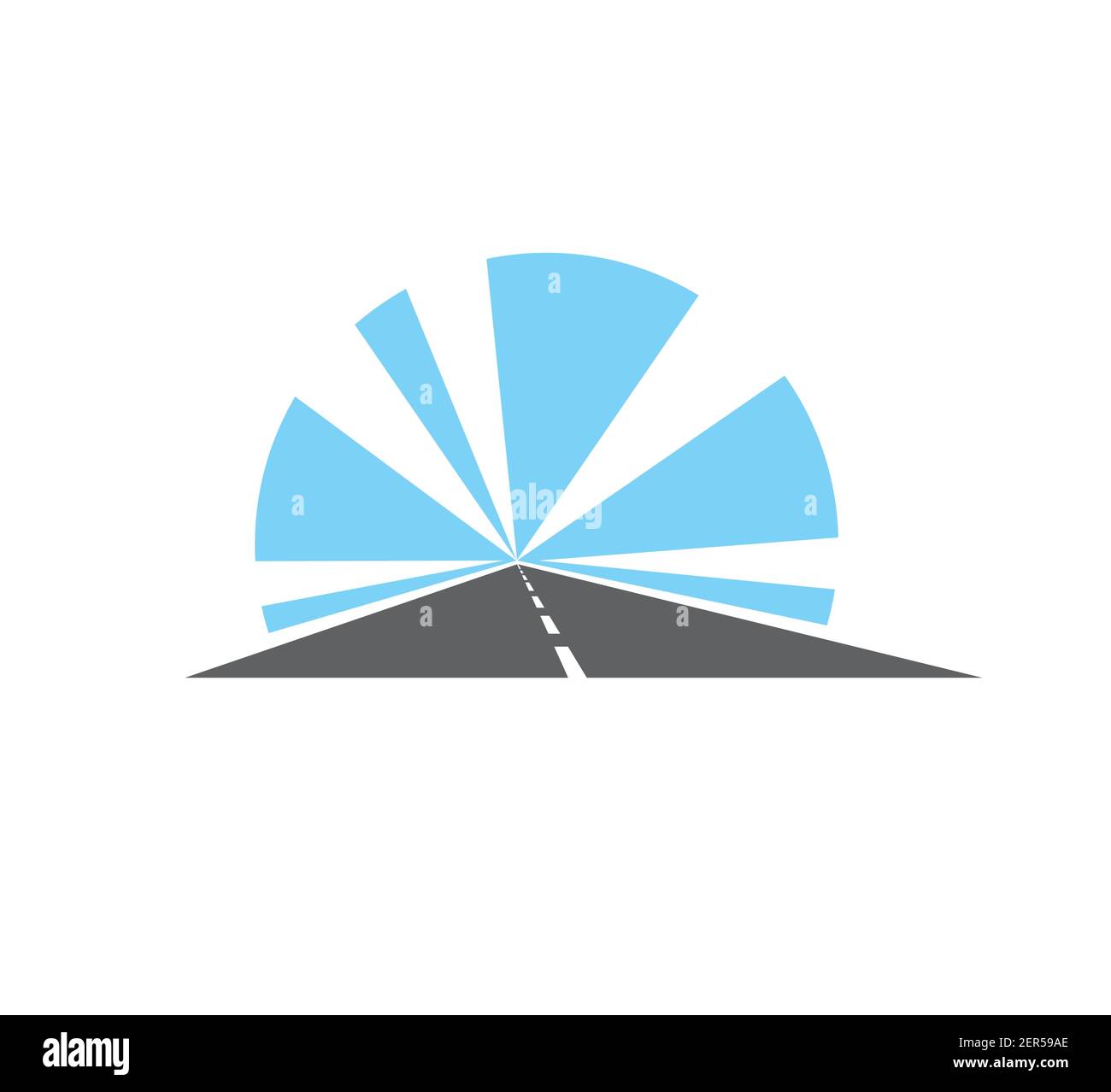 Highway, road isolated pathway vector icon. Two lane straight asphalt ...