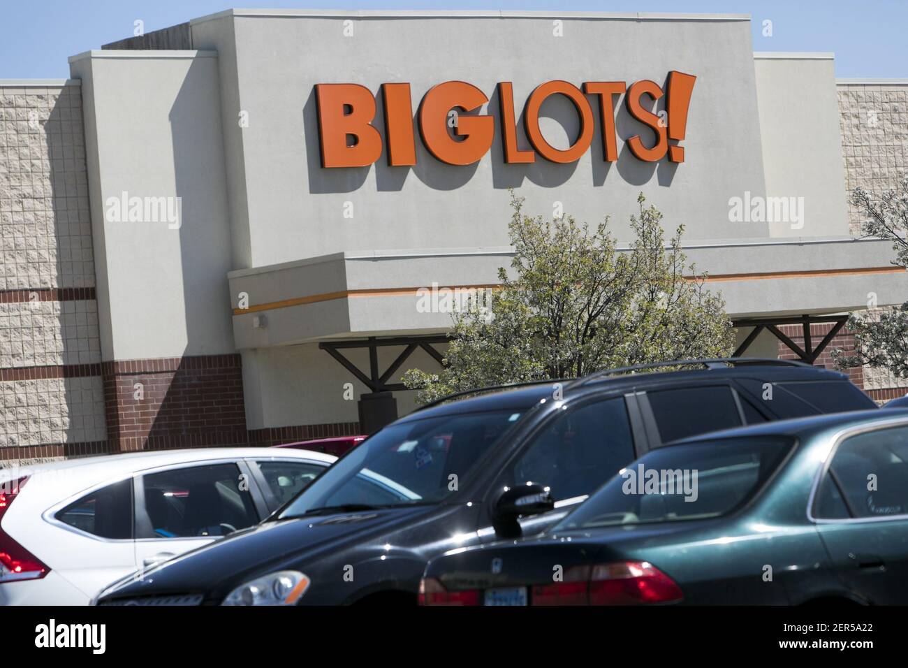 A logo sign outside of a Big Lots retail store location in Columbia ...