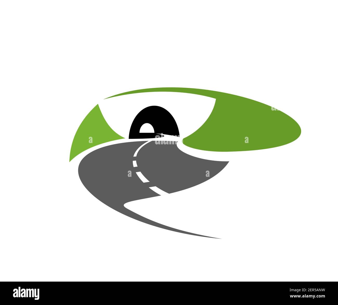 Asphalt road or freeway with tunnel icon. Speed highway, motorway or ...