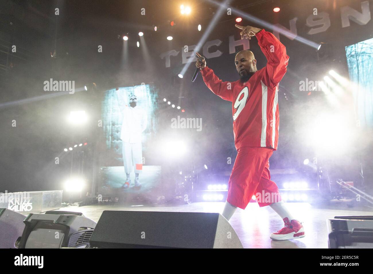Rapper Tech N9ne (Aaron Dontez Yates) at the Orpheum Theater on April ...