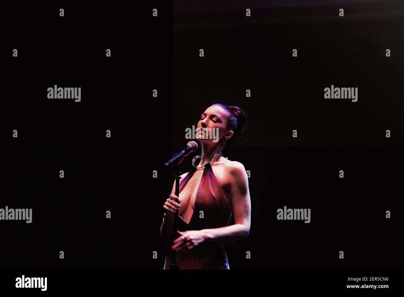 The singer, actress and model Chrysta Bell performs on stage at ...