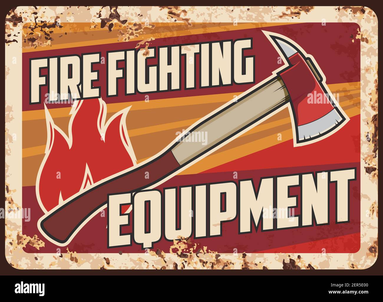 Fire fighting, emergency service rescue equipment rusty metal plate ...