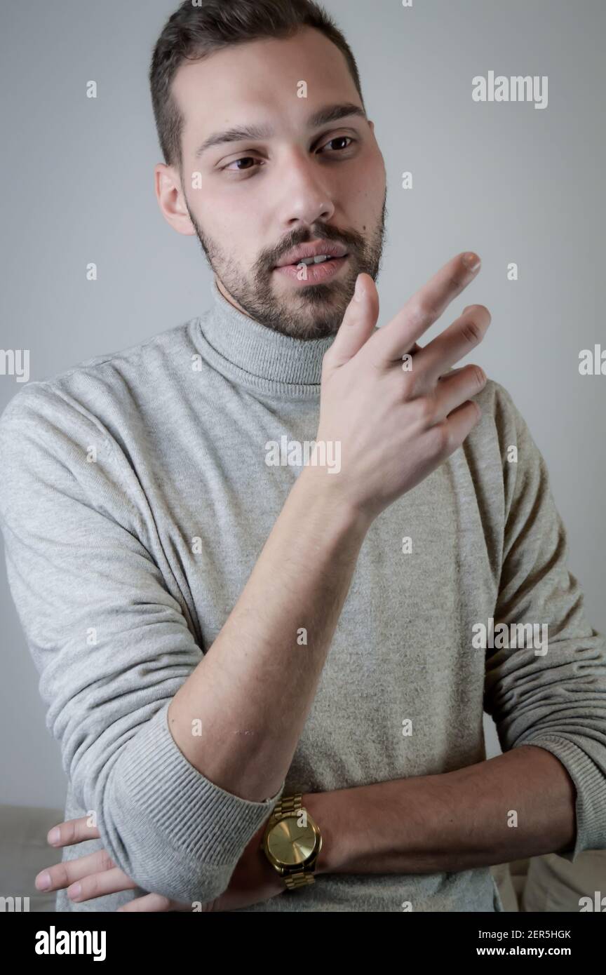 Explaining something funny hi-res stock photography and images - Alamy