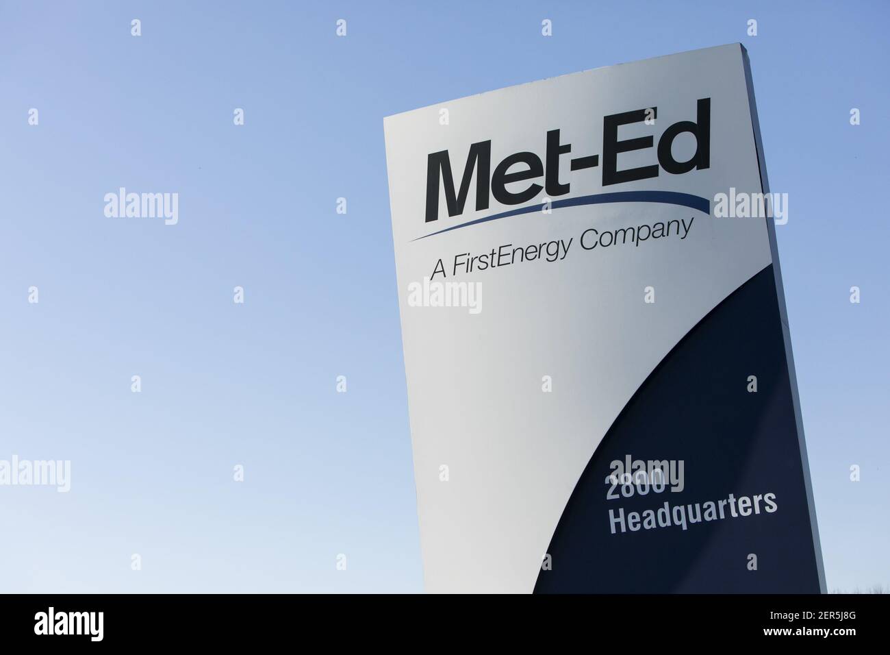 A logo sign outside of the headquarters of Met-Ed, a subsidiary of ...