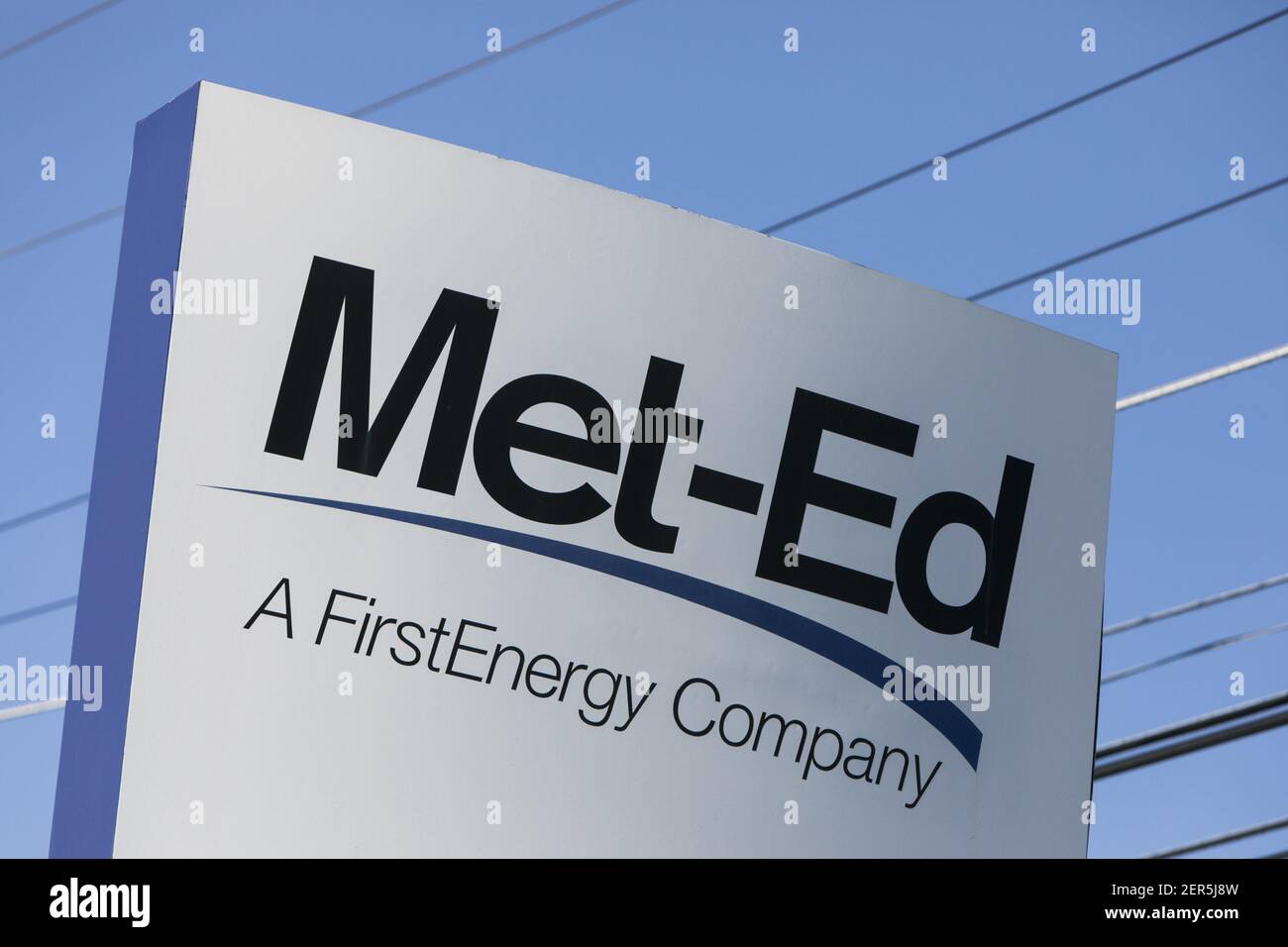A logo sign outside of the headquarters of Met-Ed, a subsidiary of ...