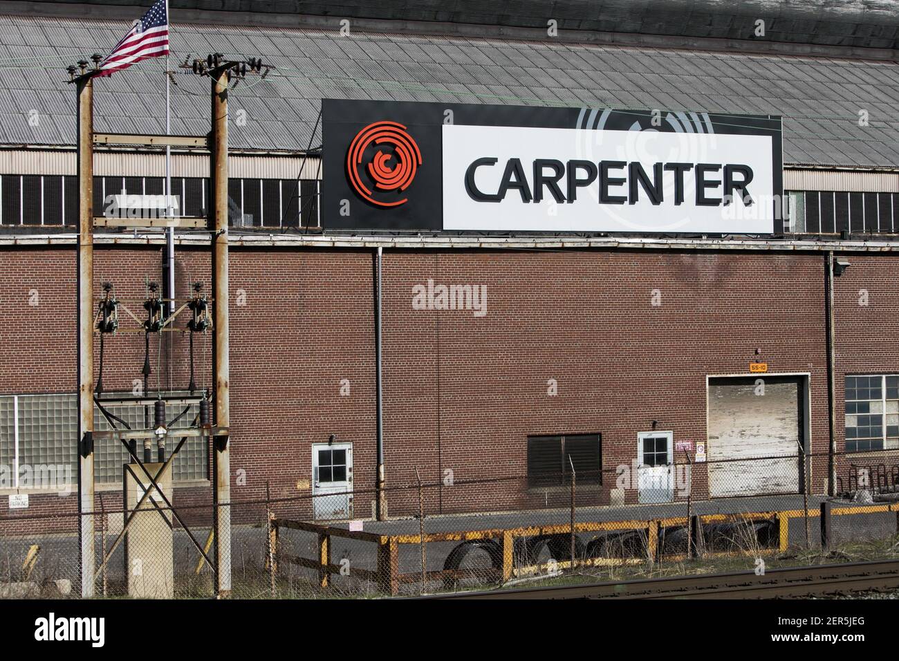 A logo sign outside of a facility occupied by the Carpenter Technology ...