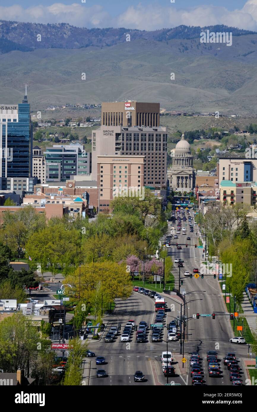 A view over Boise, Idaho, the City of Trees on April 23, 2018 ...